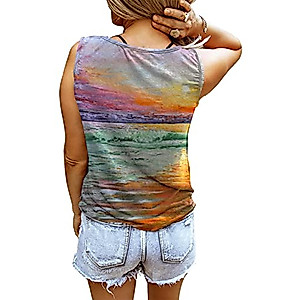 Tank Top for Women Sexy V Neck Casual Basic Tops Tie Dye Sleeveless Shirts with Ring Hole Country Music Style T-Shirts Multicolor