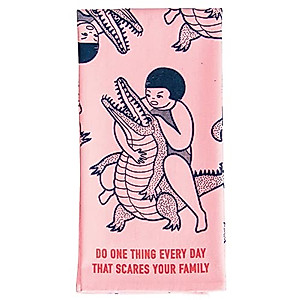 Blue Q Dish Towel, Do One Thing Everyday That Scares Your Family, 100% cotton, screen-printed in rich vibrant colors, 28" x 21"