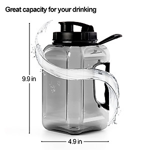 SASRBOBI Half Gallon Water Jug Bottle Large Sports Water Bottle Water Jug With Time Marker BPA Free Reusable Gym Sports Outdoor 64oz Grey