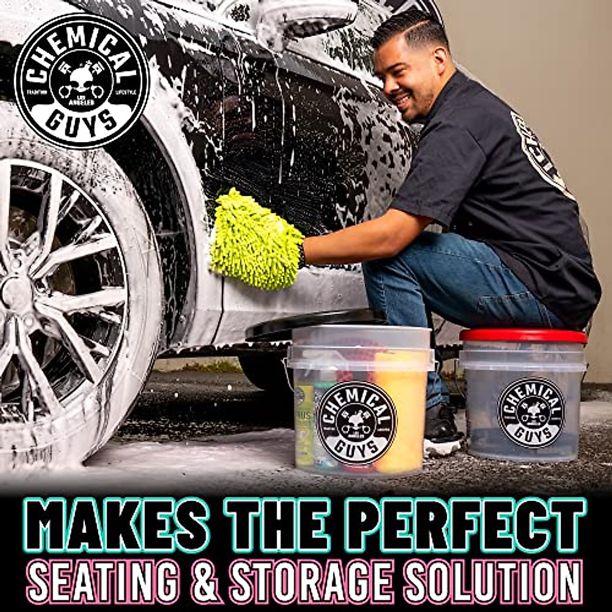 Chemical Guys HOL129 Best Two Car Wash Bucket Kit to Wash & Dry, Safe for Cars, Trucks, SUVs, Jeeps, Motorcycles, RVs & More (11 Items Including 3 16 fl oz Chemicals)