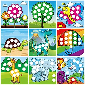 chiazllta Art Activity : Kids Do A Dot Stiker for Learning Educating, Animal Rainbow Dot Page Art Gift for Age 3-7 Girls Boys Toddlers Preschool Kindergarten