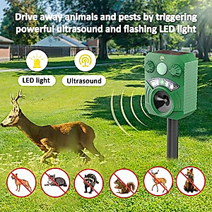 Careland 2 Pcs Solar Deer Repellent Outdoor Animal Cat Repellent Device Repel Cats Dogs Deers Raccoon Skunk Waterproof