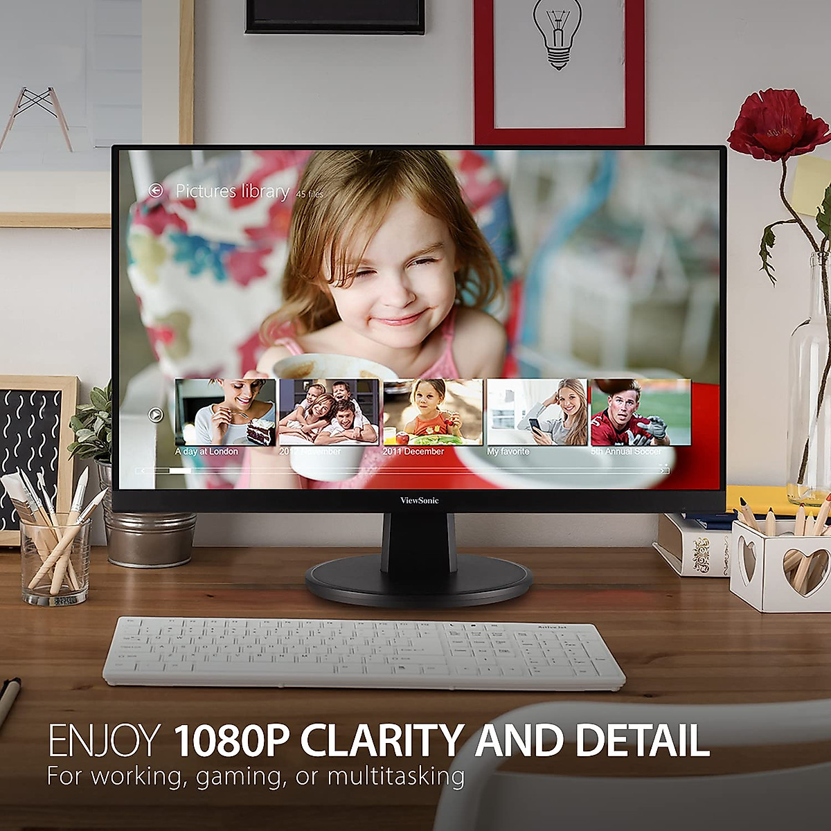 ViewSonic VA2747-MHJ 27" Full HD Monitor with Advanced Ergonomics, FreeSync, 100Hz, Eye Care, HDMI, VGA Inputs (Renewed)