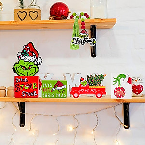 Christmas Tiered Tray Decorations - 6pcs Wooden Signs Table Centerpieces for Rustic Xmas Holiday Indoor Home Table Top Décor