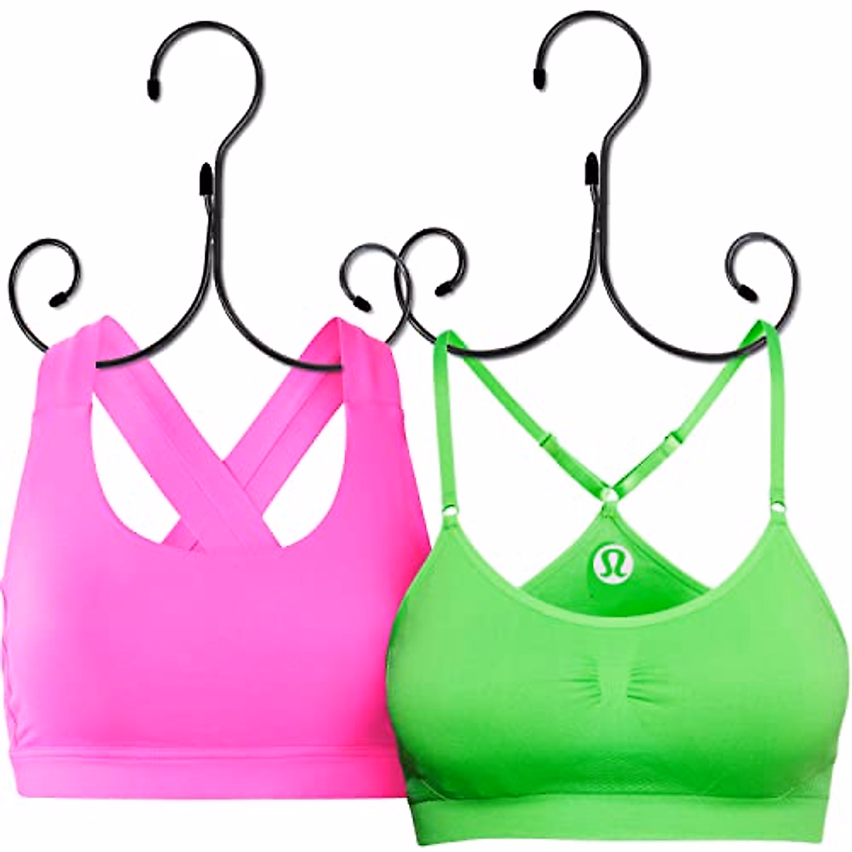 Non-Slip Cascading Hanger - Curly Hanger for Tank Tops, Sports Bra, Yoga Tops, Lingerie, Swimsuits by Boottique (Black- Set of 5)