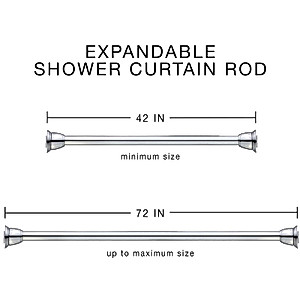 Splash Home Eire Shower Curtain Rod, 42 to 72 Inches Steel Adjustable Tension Curtain Rod - Non-Slip, No Drilling Shower Rods for Bathroom, Chrome