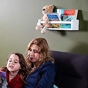 Wallniture Madrid White Bookshelf for Nursery and Kids Room Decor, Sturdy Wood Toy Storage Organizer Kids Bookshelf