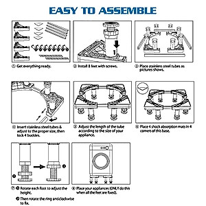 SEISSO Fridge Stand-Upgraded 8 Heavy Duty Feet Adjustable Dryer Stand Increase 7-8.6inch Height Max Load 992LB/450KG Base Stand for Washer Refrigerator Washing Machine Dryer