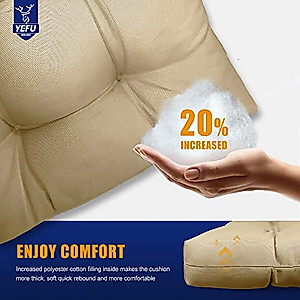 YEFU Adirondack Chair Cushion, Rocking Chair Cushions High Back, Thickened Patio Chair Pad for Indoor and Outdoor, 49x20x5 Inch, Light Brown