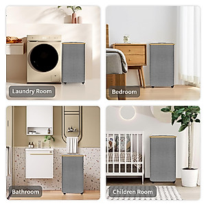 Laundry Hamper with Wheels and Lid, 100L Laundry Hamper on Wheels, Collapsible Storage Dirty Cloth Hamper with Removable Laundry Bag, Clothes Storage Basket with Handles for Home(Gray)