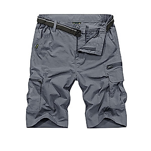 linlon Mens Hiking Shorts Outdoor Casual Lightweight Quick Dry Shorts Tactical Shorts Hiking Cargo Shorts, Grey,30
