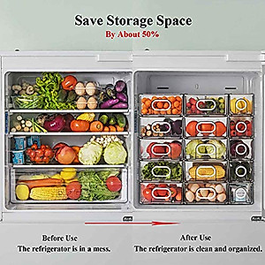 UNIKON 1 PC Refrigerator Organizer Bin, Fridge Organizer And Storage Clear, Stackable Fridge Organizer Drawer - BPA Free Plastic Storage Drawer, 13.40”x8.65”x4.40”