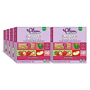 Plum Organics Mighty Snack Bars - Strawberry - 0.67 oz Bars (Pack of 48) - Organic Fruit and Vegetable Toddler Food Snack Bars