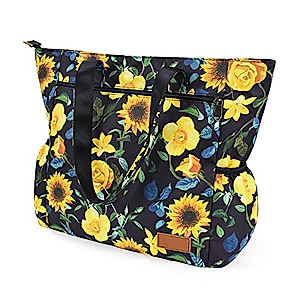 CLOUDMUSIC Shoulder Tote Bag For Women Fashion Multi-functional Bag Daily Shopping Travelling Sports Fitting Hiking(Sunflowers and Yellow Roses)