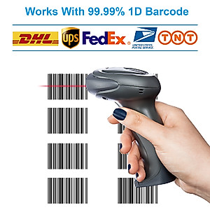 LS-PRO Wireless Barcode Scanner with USB Cradle Receiver Charging Base, 2.4GHz Handheld 1D Cordless Laser Barcode Reader, UP to 150Ft Transmission Range, long-life Battery 2200mAh, 1 Year Warranty.