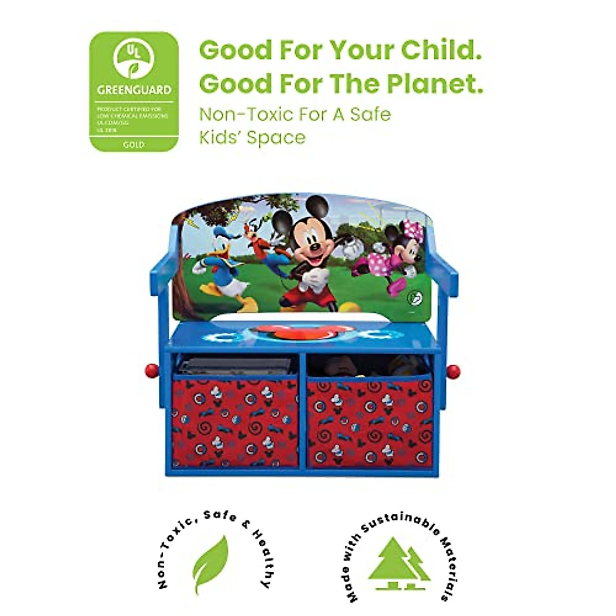 Delta Children Kids Convertible Activity Bench - Greenguard Gold Certified, Disney Mickey Mouse