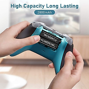 POWEROWL 2800mAh Rechargeable AA Batteries with Smart 8 Bay Battery Charger, Low Self Discharge Ni-MH Double A Batteries, 8 Count