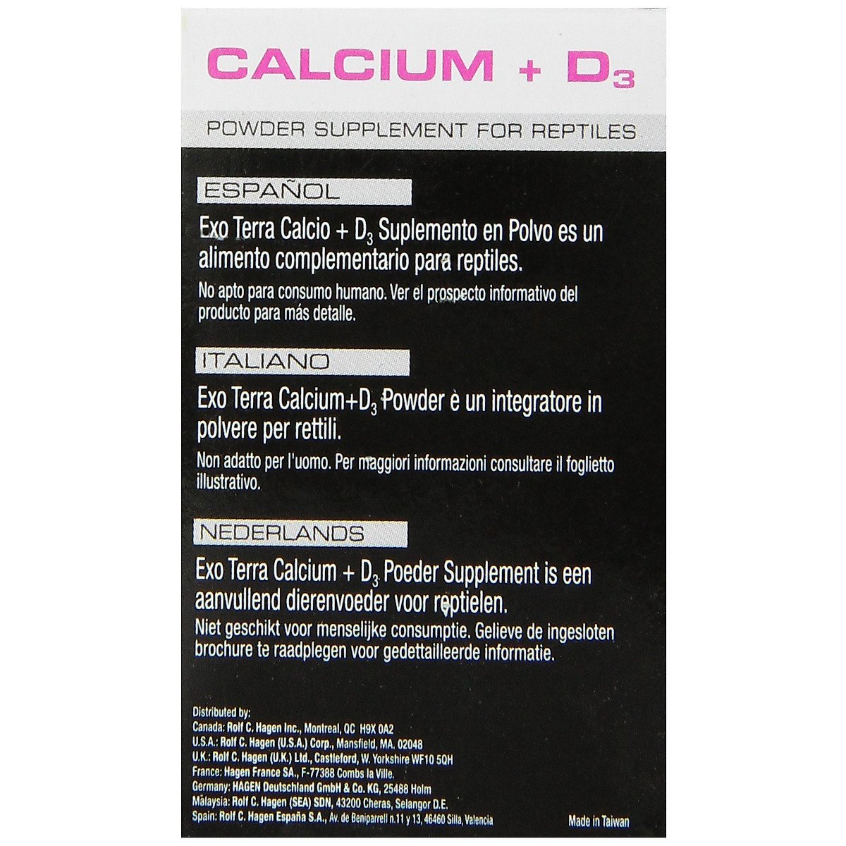 Exo Terra Calcium + D3 Powder: Ultra-fine, Phosphorus Free Formula Boosts Bone Health & Calcium Absorption Ideal for Insects, Fruits & Veggies 1.4 oz.