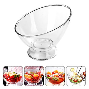 Housoutil Angled Salad Bowls Plastic Round Serving Bowls Footed Trifle Bowl Dessert Cups Sundae Ice Cream Bowls Chips Bowls for Candy Snacks Fruit Mixing Bowl