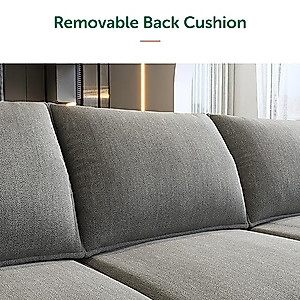HONBAY Modern Fabric Corner Sectional Sofa Modular Sectional Couch with Ottoman U Shape Sofa 7 Seater Couch with Storage for Living Room, Grey
