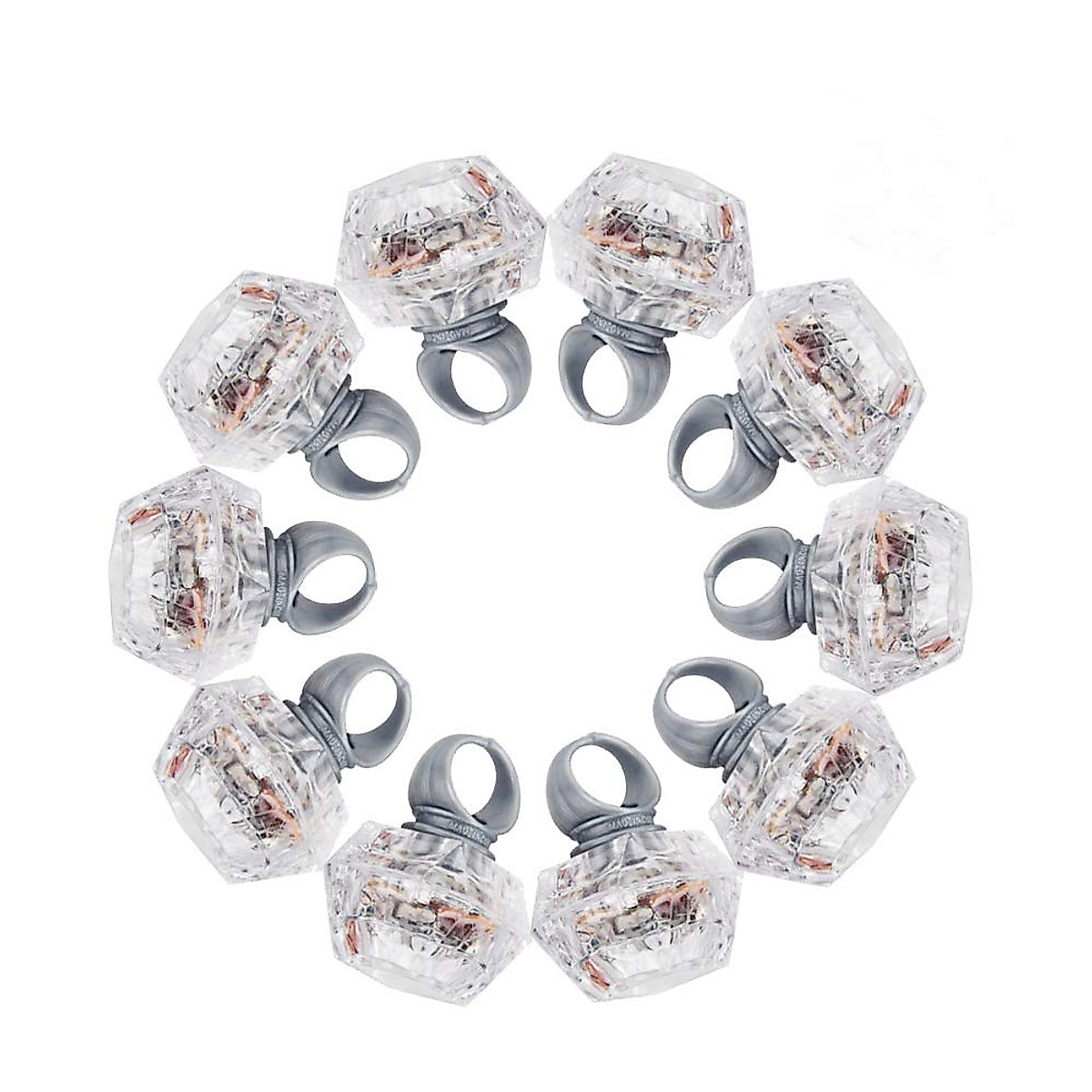 ROUNDSQUARE Bachelorette Party Light Up Rings Engagement Diamond Rings – 10 Packs