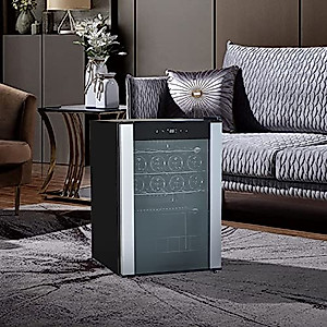 Techomey Wine Fridge Freestanding, 19 Bottle Compressor Wine Cooler Refrigerator with Digital Thermostat and Glass Door, Stainless Steel