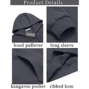 COOFANDY Mens Workout Sweatshirt Athletic Hoodies Lightweight Gym Pullover Tops Dark Grey