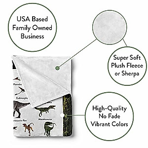 Personalized Dinosaur Blanket | 50 Prehistoric World Dinosaurs Throw Blanket | Warm & Cozy Custom Blanket Throw for Couch & Chair | Personalized Blanket for Office, Camping & Picnic (Fleece - 50x60)