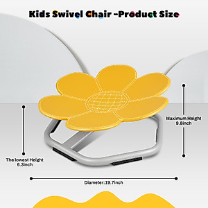 GCCSJ Kids Sensory Swivel Chair, Autism Kids Swivel Chair, Petal Sit and Spin Seat Balance Chair Indoor for Child Age 3+, Regulating Toddler’s Body Balance, Yellow Metal Base Non-Slip