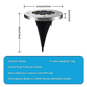 12Pcs Solar Ground Lights Outdoor Waterproof Solar Outdoor Lights,8LED Underground Light Solar Outdoor Lights Landscape Solar Garden Lights In-Ground Lights for Pathway,Yard,Lawn,Driveway White