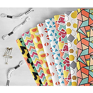 Soimoi 8 Pc Fat Quarter Bundle, Geometric Abstarct Collection Print 18"x 22" DIY Patchwork- 100% Cotton Pre-Cut Quilting Fabric Multicolor