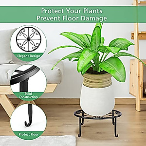 5 Pack Metal Plant Stand for Outdoor Indoor Plants, Heavy Duty Flower Pot Stands for Multiple Plant, Rustproof Iron Round Plant Shelf for Planter, Potted Plant Holder for Garden Home (Black)