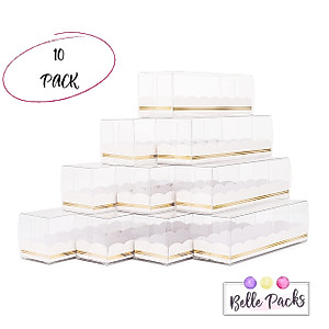 Chocolate Covered Strawberry Boxes Packaging - Set of 10 (6.3x2x2Inch) w/Gold Foil Design - Valentines Day Treat Boxes for Strawberries - Macaron Boxes as Truffle Boxes or Chocolate Strawberry Boxes