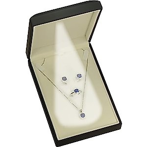 The Jewellery Pak LED Black Necklace Pendant Box for Engagement, Wedding…Luxury LED Necklace Earrings Sets Jewelry Gift Holder Box with Light for Men for Women