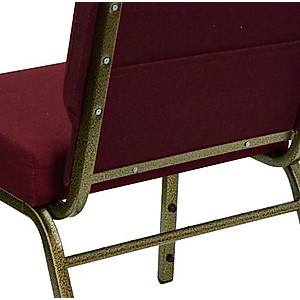 Flash Furniture HERCULES Series 21''W Stacking Church Chair in Burgundy Fabric - Gold Vein Frame