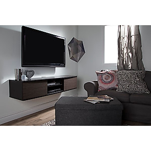 South Shore Floating Wall Mounted Media Console, Chocolate & Zebrano