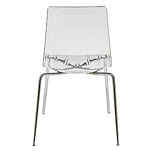 LeisureMod Ralph Mid-Century Dining Chair with Chrome Base in Clear