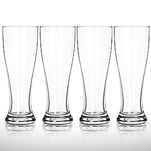 USA Made Nucleated Pilsner Glasses- Etched Beer Glass for Better Head Retention, Aroma and Flavor - 16 oz Craft Beer Glasses for Beer Drinking Bliss - 4 Pack