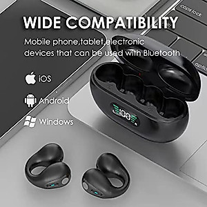 Open Ear Clip Headphones Earclip Wireless Bluetooth Air Bone Conduction Earbuds Air Conducting Earphones Gym Sport Running Workout Ear Buds Comfortable Lightweight for Small Ear Canals Nude