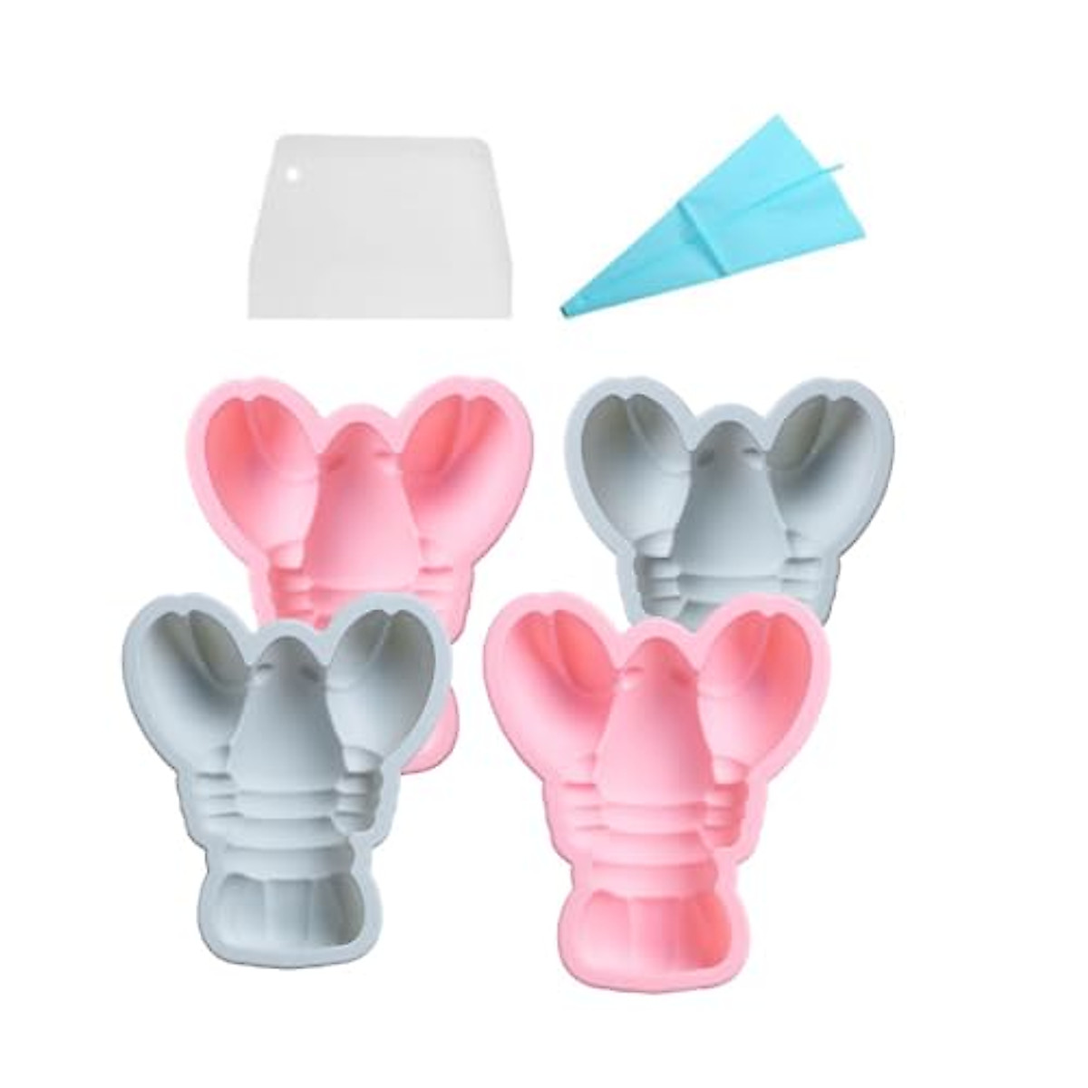 Stareal 4 Packs Layer Cake Pans, Silicone Pancake Molds, 4 Inch Novetly Cake Molds, Quick Release Layer Rainbow Baking Cake Pan for Wedding Birthday Christmas (Lobster)