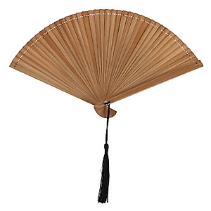 Gadpiparty Fan Handheld Paper Dancers Folding Big de Mano Blank Writing Paper Wedding Decoration Fringe Trim Wooden Decor Hand Decor Bamboo Decor Black Bamboo Cloth Tassel