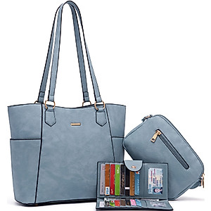 Tote Handbags for Women Purse and Wallet Set Large Shoulder Bags Crossbody Purses Satchel Light Blue