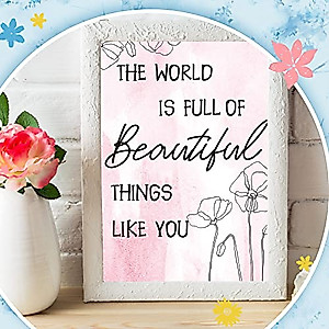 9 Pieces Inspirational Wall Decor Pink Floral Modern Art Motivational Pink Wall Decor Room Decor for Women Quote Wall Art Poster for Teen Girl Nursery Bedroom Bathroom Pictures, 8 x 10 Inch Unframed