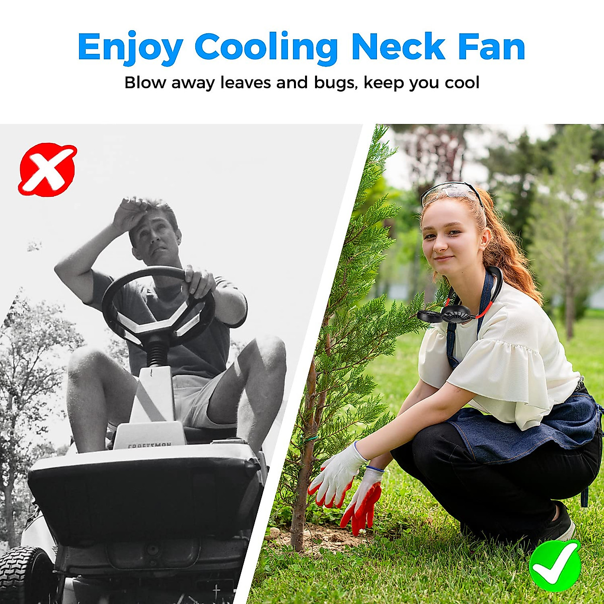 Neck Fan,Portable Neck Fans Rechargeable Personal Fans For Your Neck Wearable Fan Neck Air Conditioner Cooling Neck Fan With 360 Degree Rotation 2000mAh For Travel Sports Walking And Outdoor Working