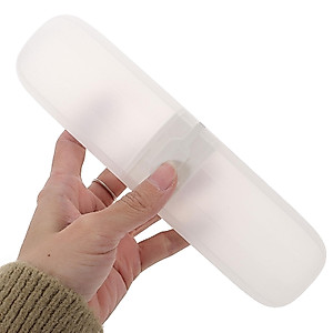 SUPVOX Portable Toothbrush Case Box Travel Capsule Oran Denture Care Container Travel Women Men 2pcs White and Clear