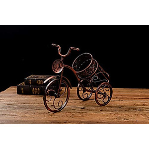 Asian Home Bicycle Wine Bottle Holder Desktop Bike Wine Rack Freestanding Countertop Bottle Holder for Wine Storage, Metal, Metallic Red Colored