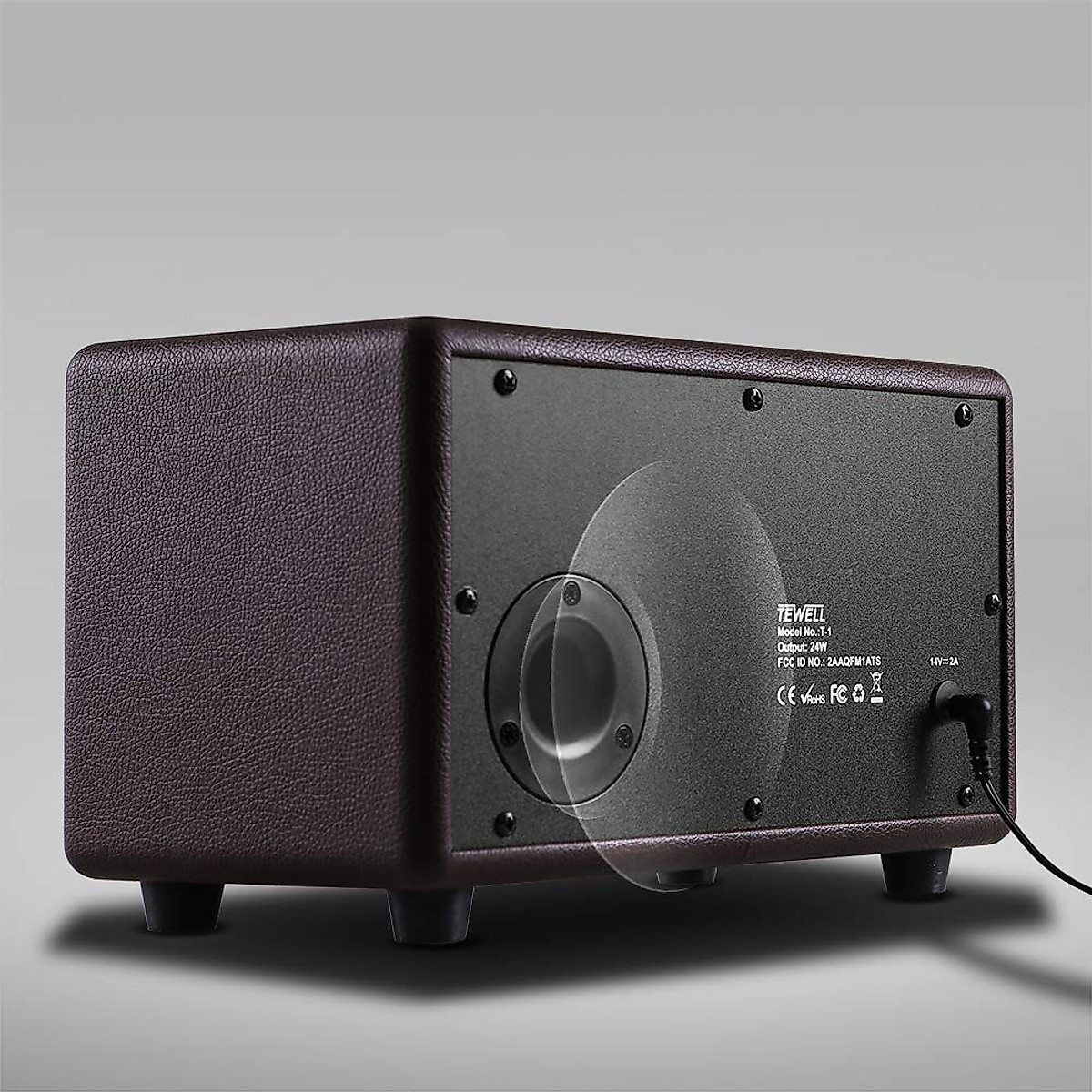 TEWELL Vintage Bluetooth Speakers with Bass Enhanced Technology, Wireless & 3.5mm Aux Input for Cellphone, AC Powered (Upgraded Version)