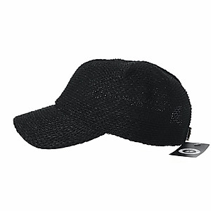 WITHMOONS Baseball Cap Summer Cool Paperstraw Cotton Mesh Ballcap for Men Women KR1960 (Black)