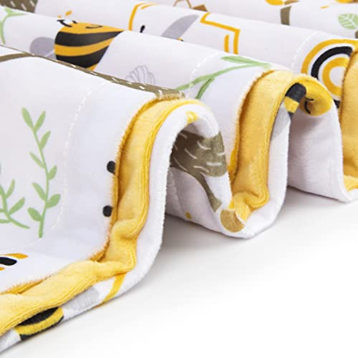 HOMRITAR Baby Blanket for Girls Soft Plush Minky Blanket with Double Layer Dotted Backing for Infant Picnic Traveling with Cute Animals Multicolor Printed 30 x 40 Inch (Yellow Bees)