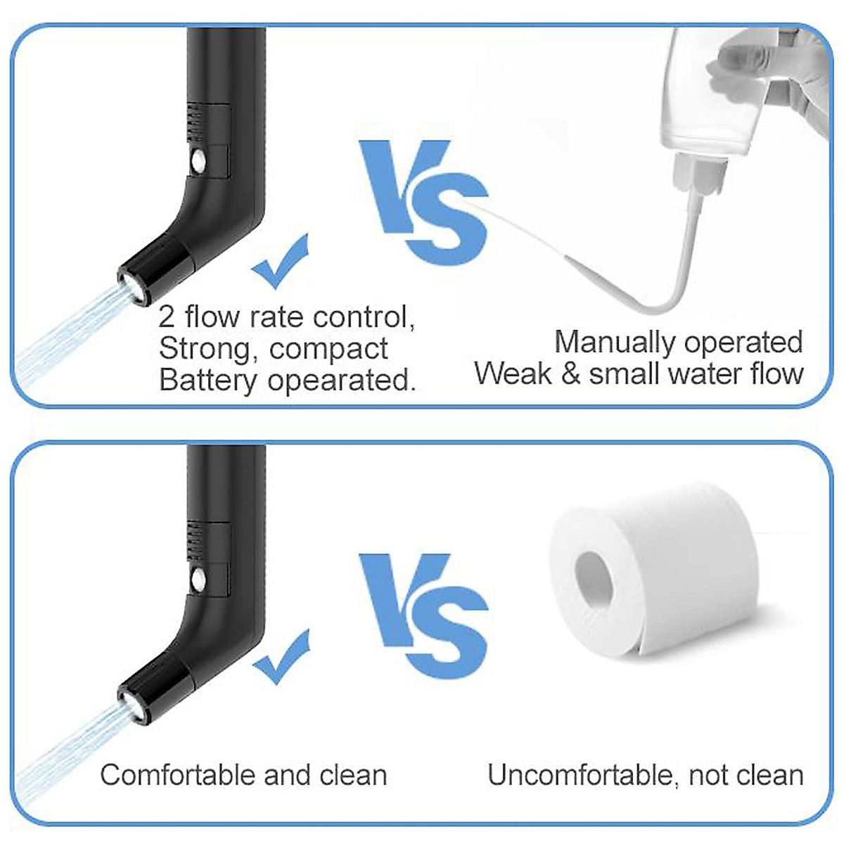 Electric Rechargeable Handheld Personal Travel Bidet Sprayer for Toilet,Bathroom and Outdoor Hiking，Sprayer Muslim Shower Spray Clean with 2.3Liters Water Storage (Black 2.3Liters)